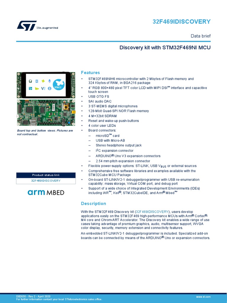 32F469Idiscovery: Discovery Kit With STM32F469NI MCU | PDF | Microcontroller | Arm Architecture
