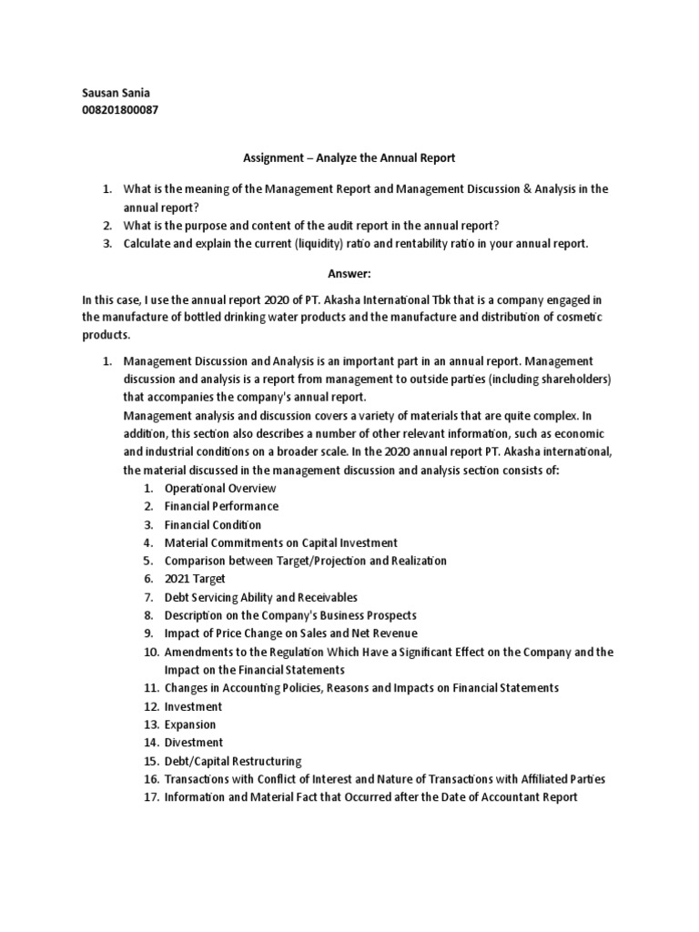 Accounting Lab - Annual Report Assignment | PDF | Auditor's Report | Financial Statement