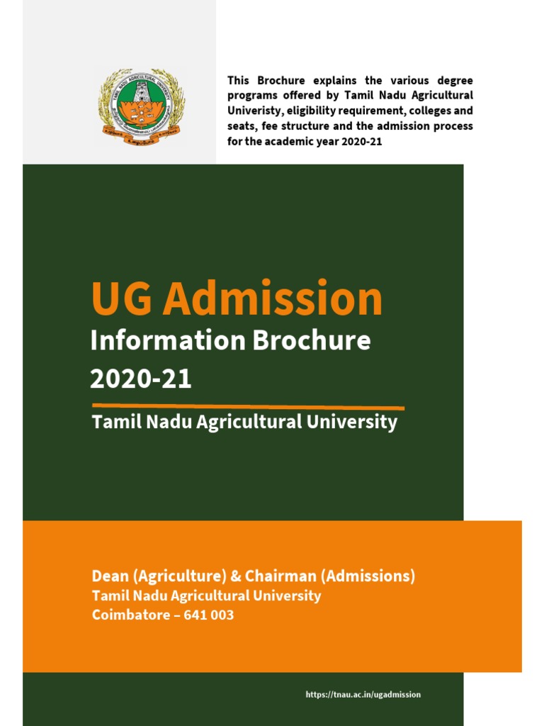 Tnau Information Brochure | PDF | University And College Admission ...