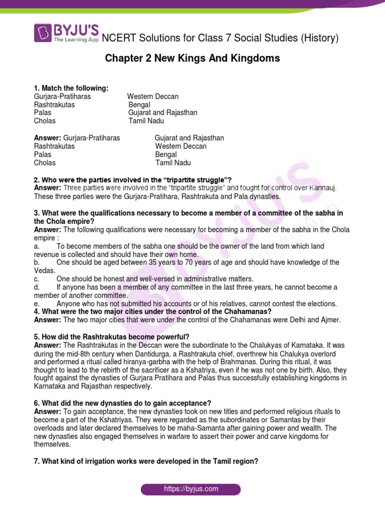 Chapter 2 New Kings and Kingdoms: NCERT Solutions For Class 7 Social ...