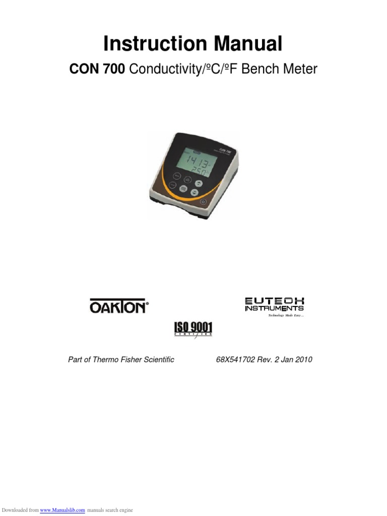 CON 700 conductivity SOP | PDF | Calibration | Parts Per Notation