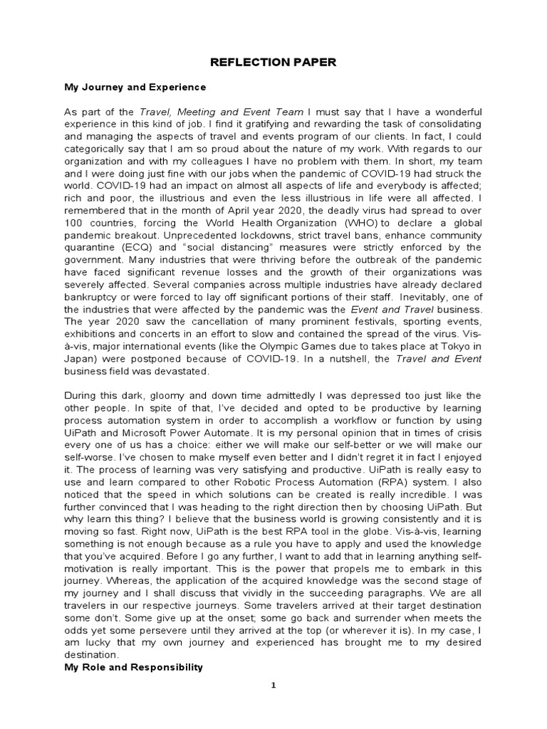 Reflection Paper: My Journey and Experience | PDF | Cloud Computing ...