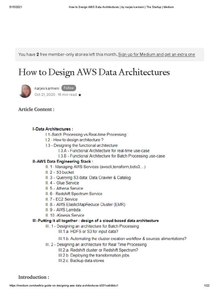 How To Design AWS Data Architectures - by Narjes Karmeni - The Startup ...