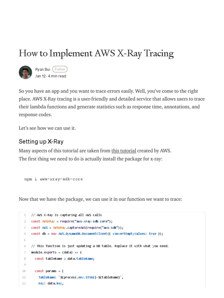 How To Implement AWS X-Ray Tracing - by Ryan Bui - TribalScale - Medium ...