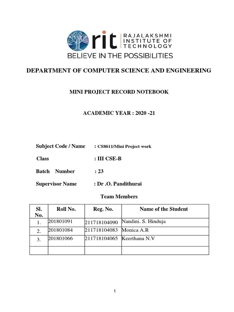 Mini Project Handbook | PDF | Engineering | Science