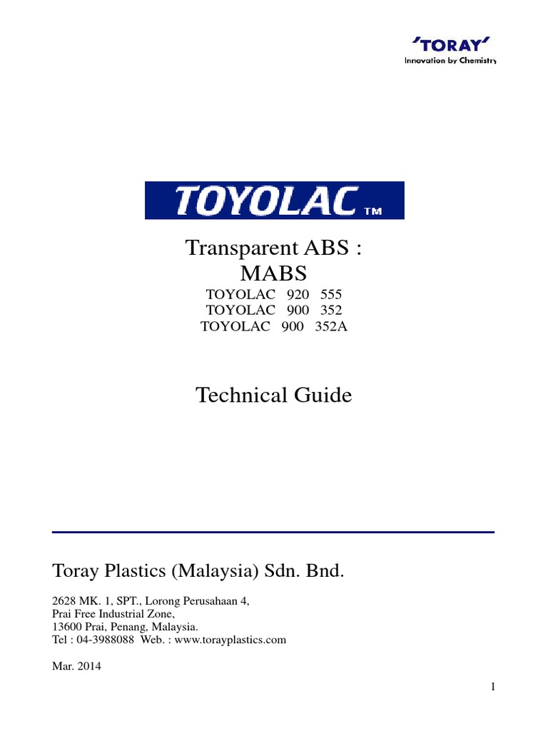 Transparent ABS: Mabs: Toray Plastics (Malaysia) Sdn. BND | PDF ...