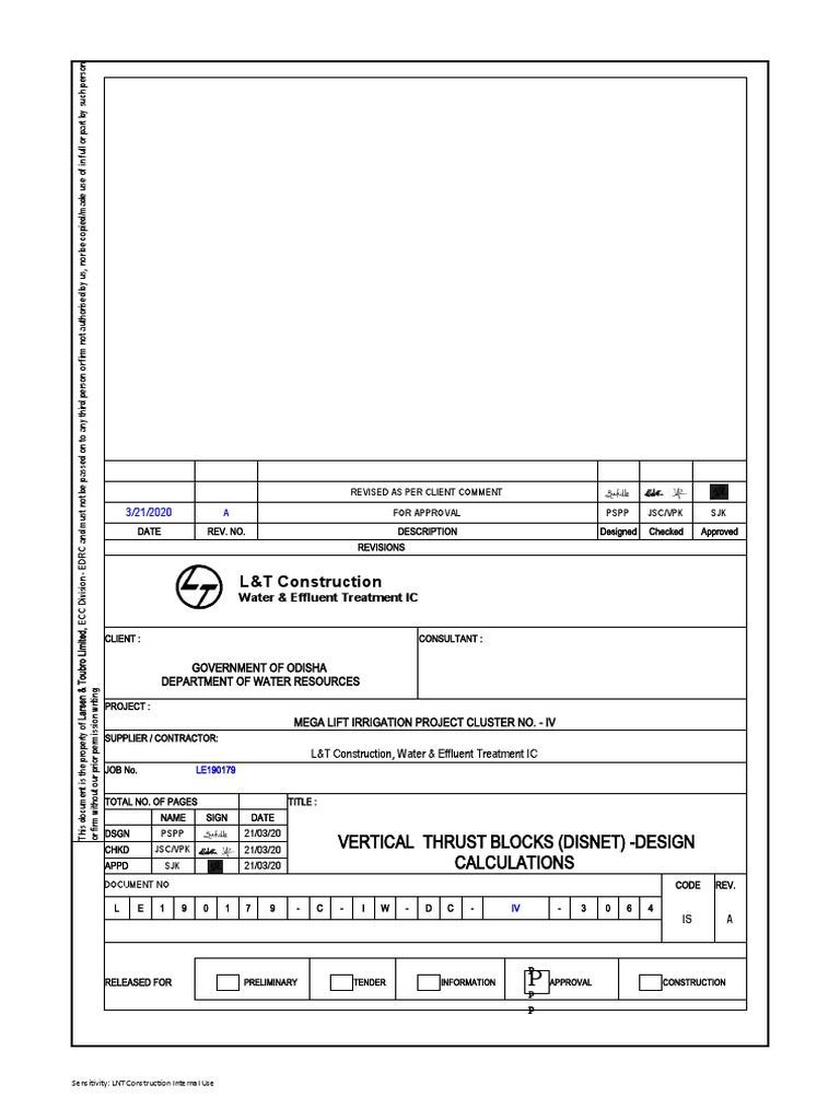 Thrust Block Vertical Up Turn (H.D.P.E.) .XLSB | PDF | Friction | Force