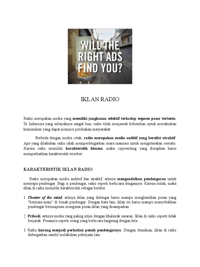 Membuat Iklan Di Radio | PDF