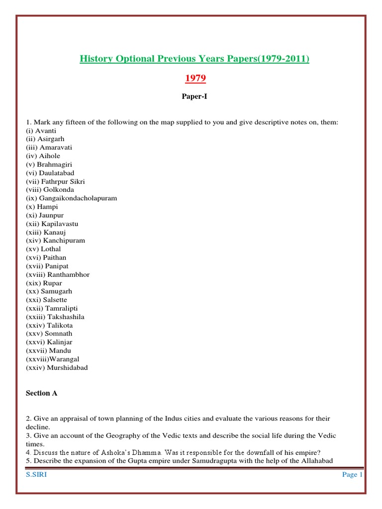 History Exam Papers 1979-1981 | PDF | Mughal Empire | British Raj