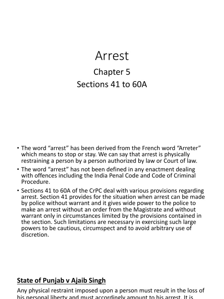 Arrest Slides Pdf Arrest Bail