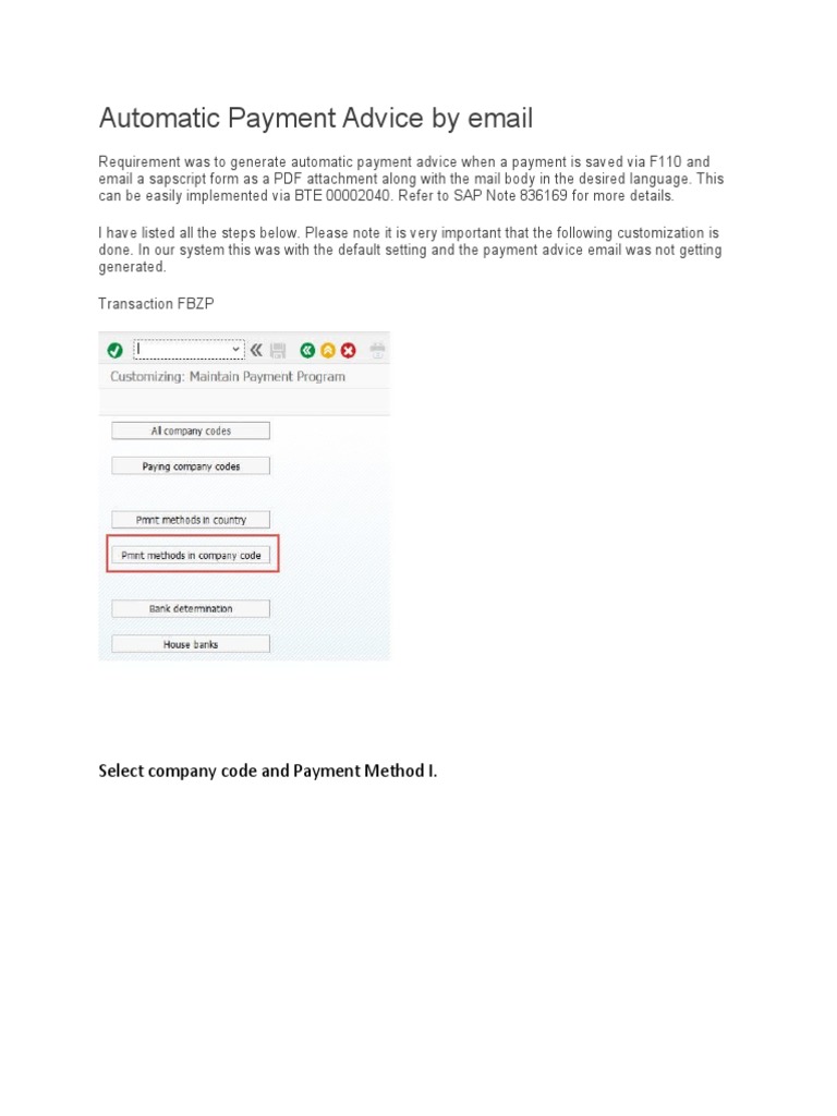 Automatic Payment Advice Email Setup | PDF | Business | Finance & Money ...