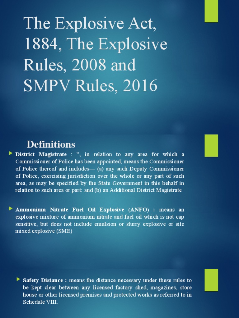 On Explosives Act | PDF | License | Nature