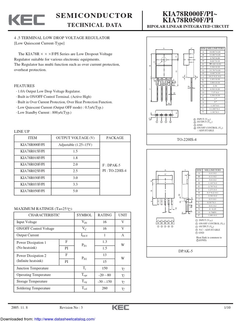 KIA78R33PI Datasheet | PDF | Electronic Engineering | Power (Physics)