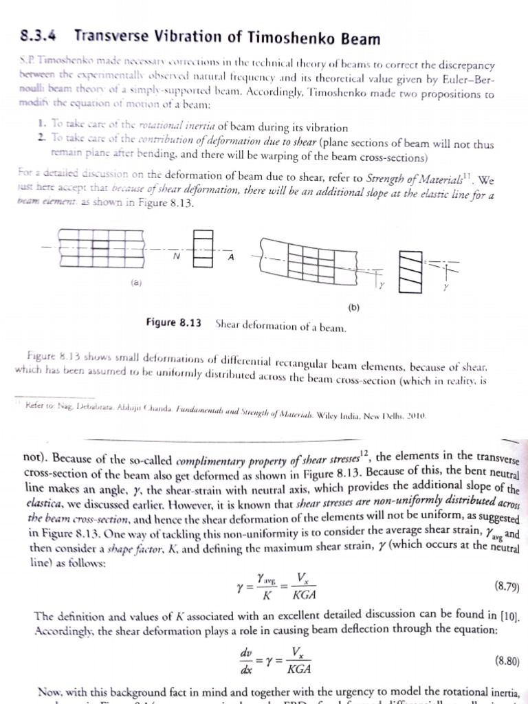Notes On Temoshenko Beam | PDF | Bending | Beam (Structure)