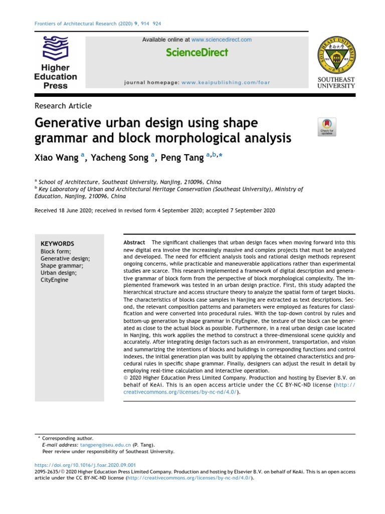 Generative Urban Design Using Shape Grammar and Block Morphological Analysis | PDF | Computing ...
