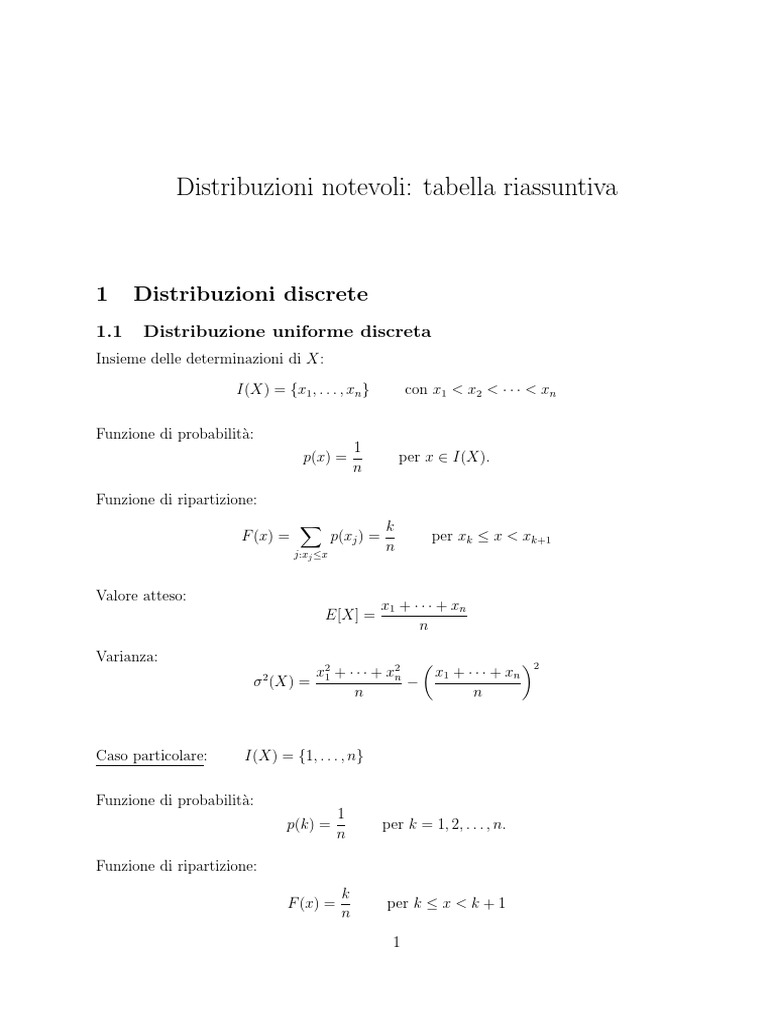 Distribuzioni Notevoli | PDF
