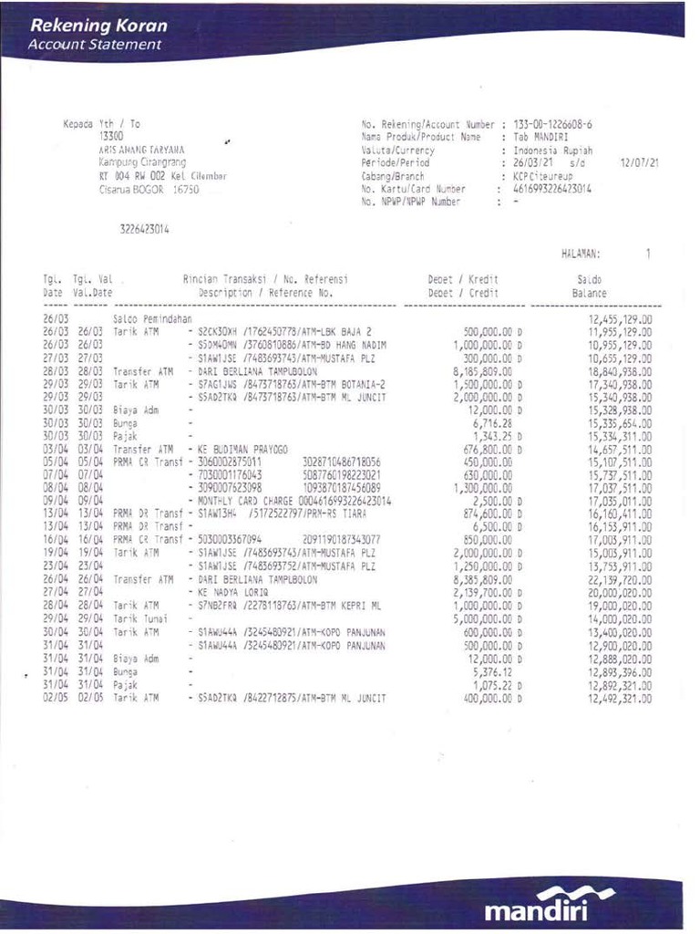 Rek Koran Mandiri | PDF