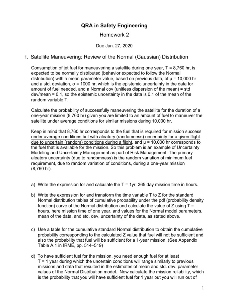 Homework 2: QRA in Safety Engineering | PDF | Normal Distribution ...