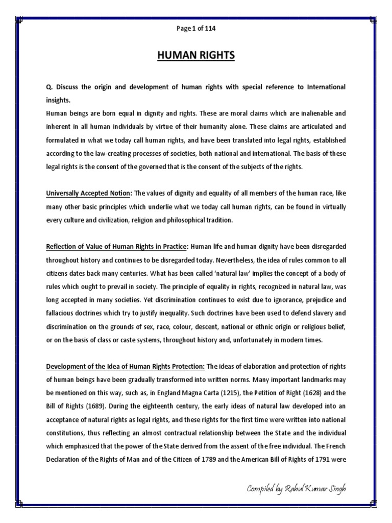 Human Rights: Compiled by Rahul Kumar Singh | PDF | Human Rights ...