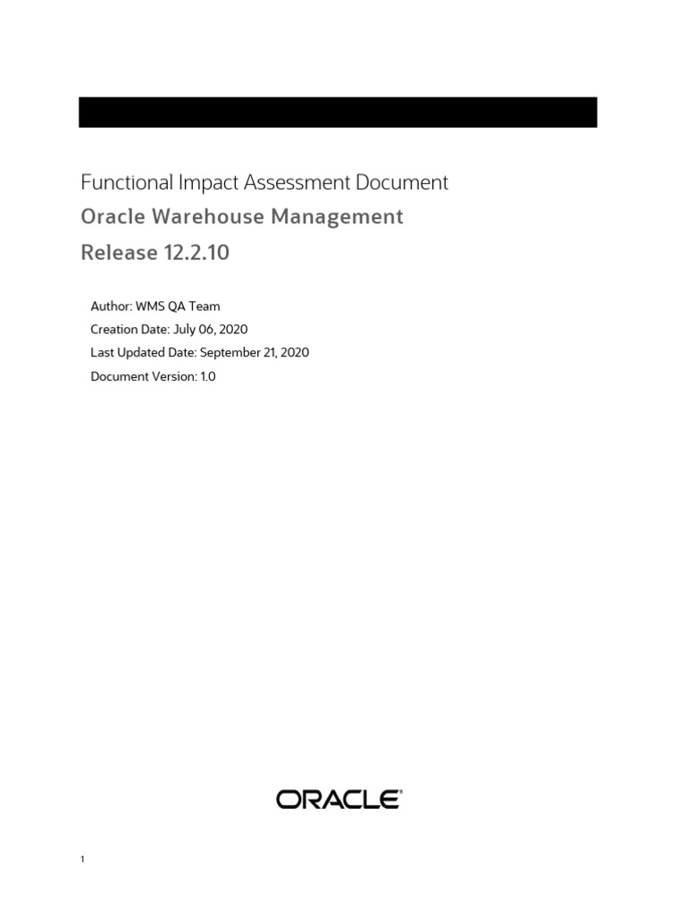 Functional Impact Assessment Document: Oracle Warehouse Management ...