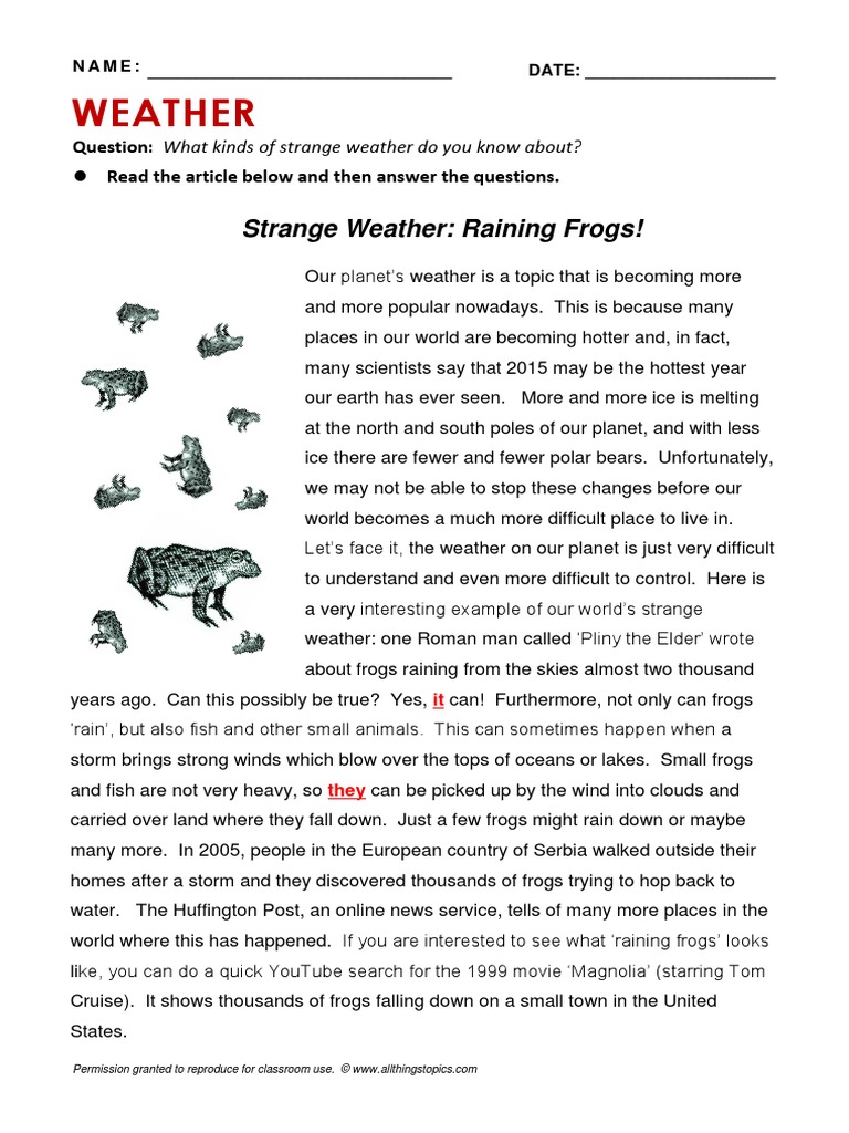 Weather: Strange Weather: Raining Frogs! | PDF | Weather | Rain