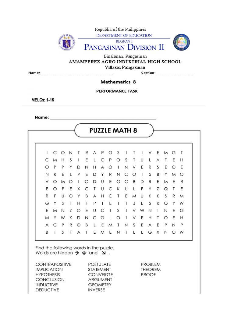 Math 8 Performance Task | PDF