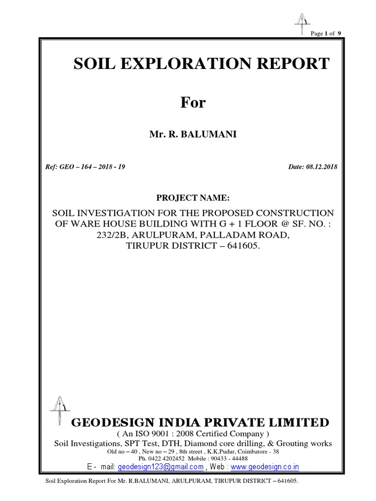 Soil Exploration Report Summary | PDF | Geotechnical Engineering ...