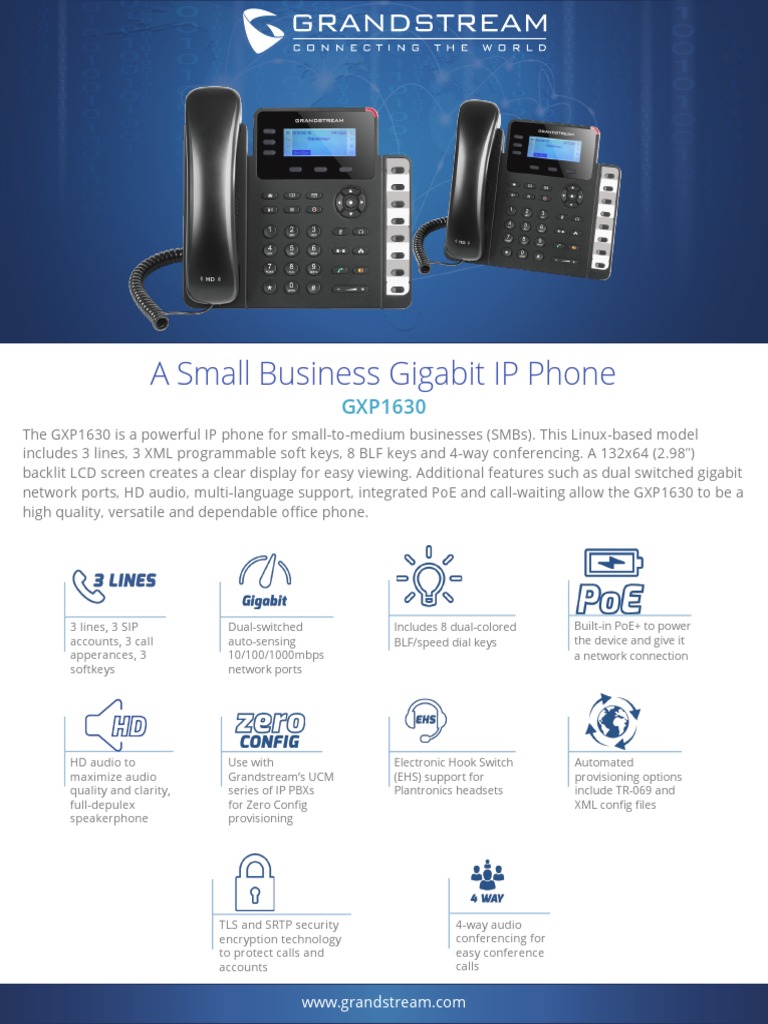 GXP1630 IP Phone Overview for SMBs | PDF | Session Initiation Protocol ...