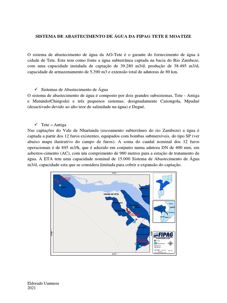 Sistema de Abastecimento de Água Da Fipag Tete e Moatize | PDF | Casa e ...