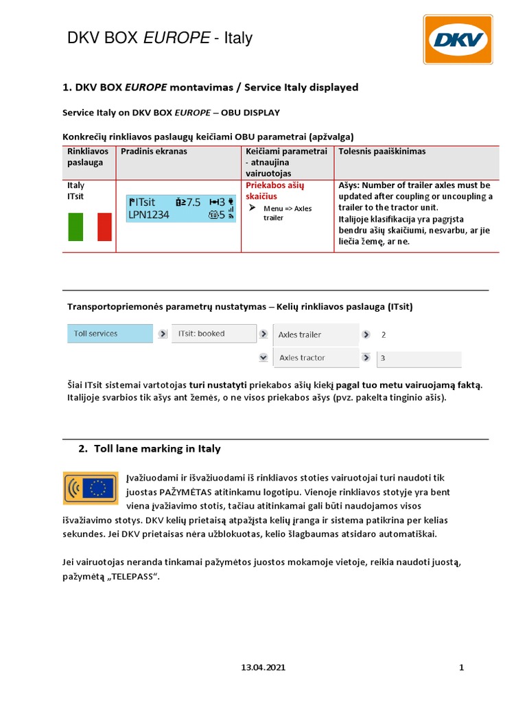 DKV BOX EUROPE Product Italy Key Information LT | PDF