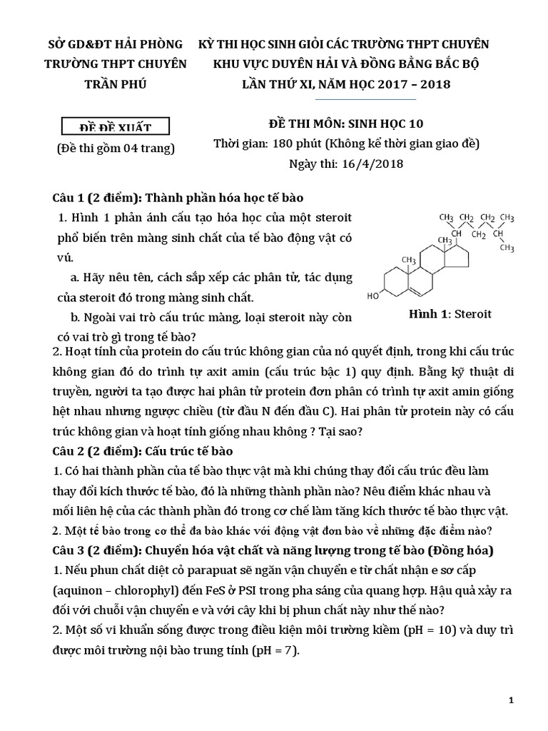 (Lib24.vn) De-Thi-Chon-Hsg-Sinh-Hoc-Duyen-Hai-Dong-Bang-Bac-Bo-Sinh-10-Nam-Hoc-2017-2018-Chuyen ...