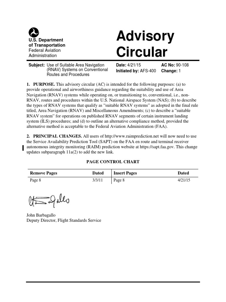 Advisory Circular: Subject: Use of Suitable Area Navigation Date: 4/21 ...