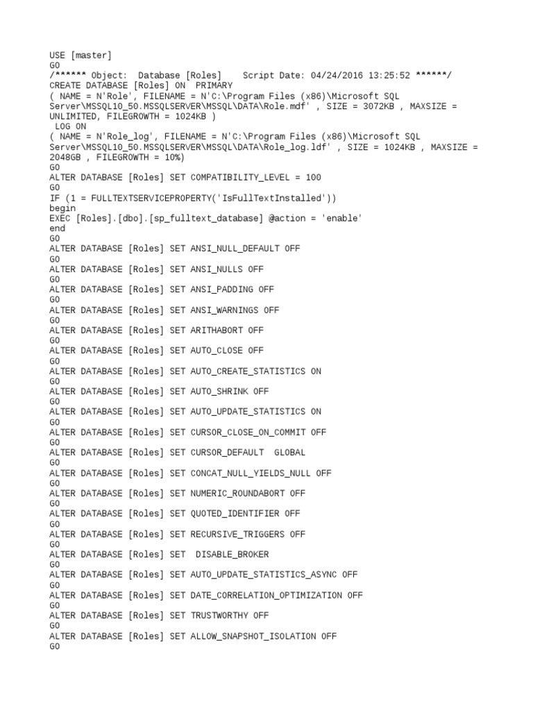Roles | PDF | Microsoft Sql Server | Sql
