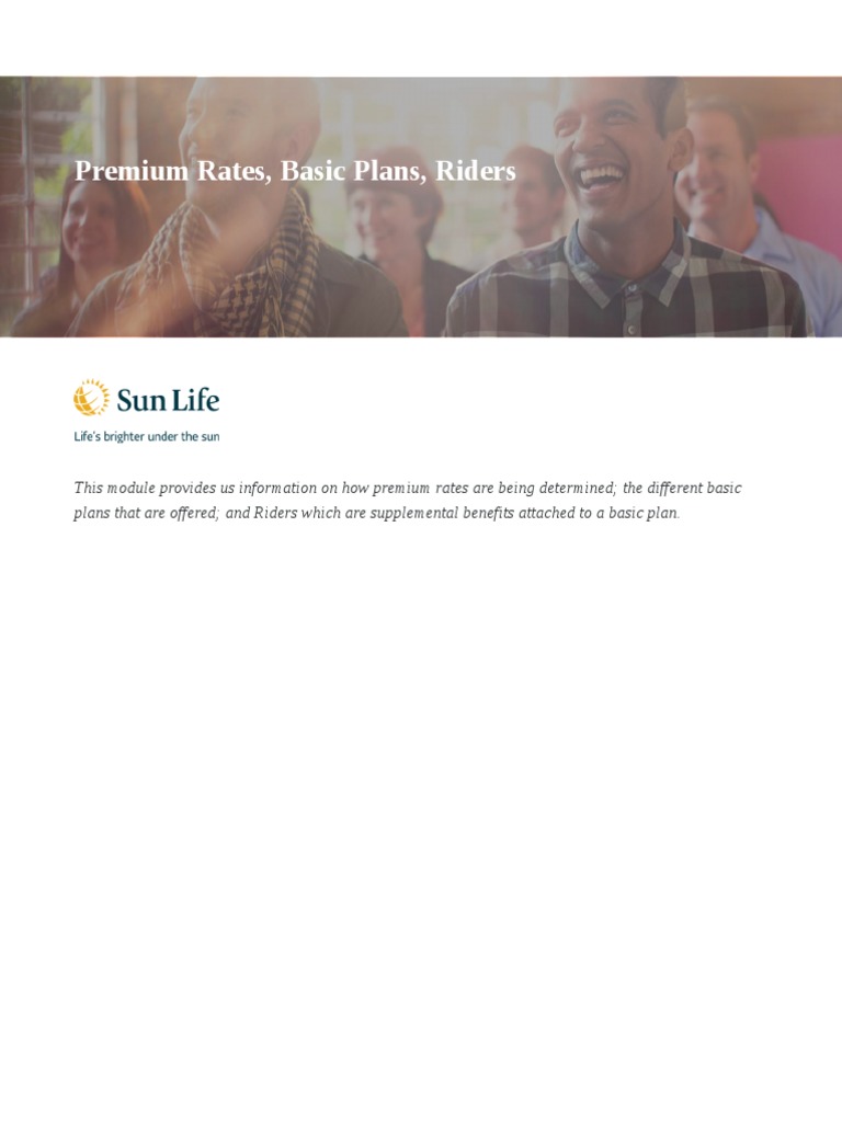 Premium Rates Basic Plans Riders | PDF | Insurance | Life Insurance