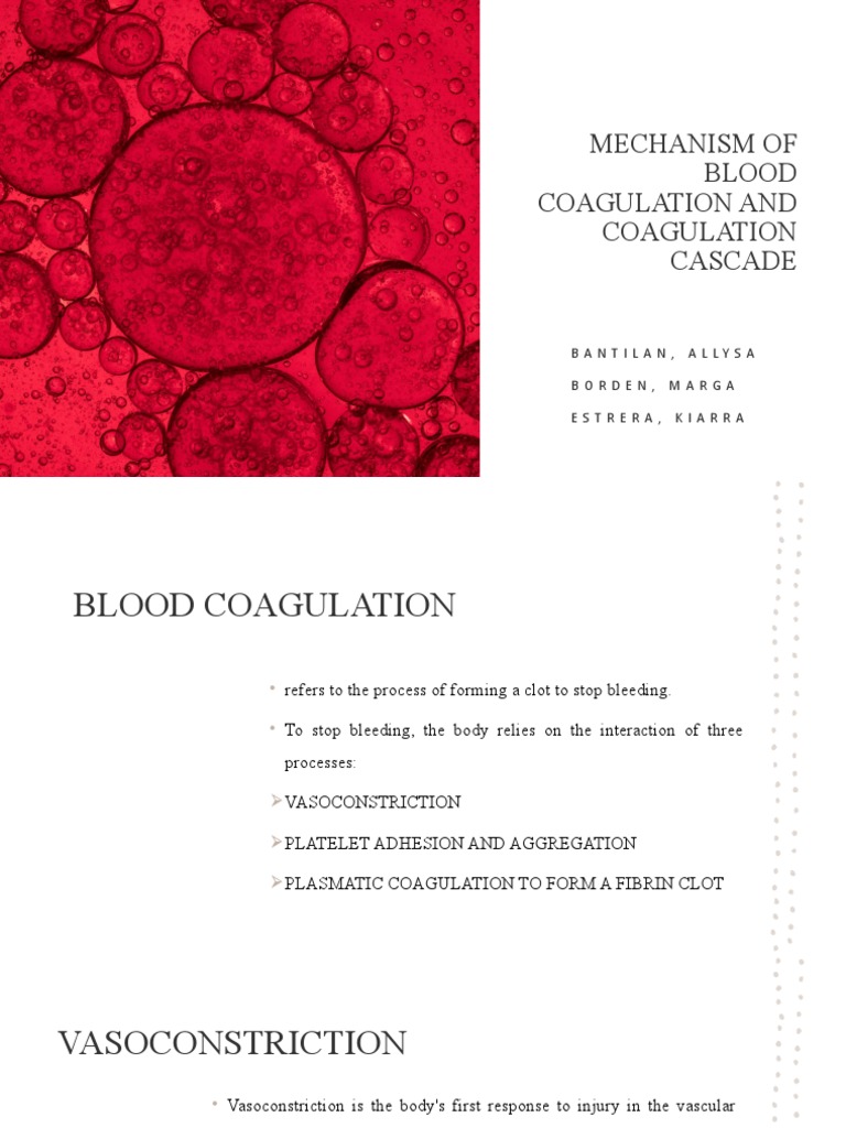 Mechanism of Blood Coagulation and Coagulation Cascade | PDF