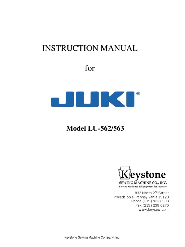 Juki LU-563 Instruction Keyfooter | PDF | Sewing Machine | Sewing