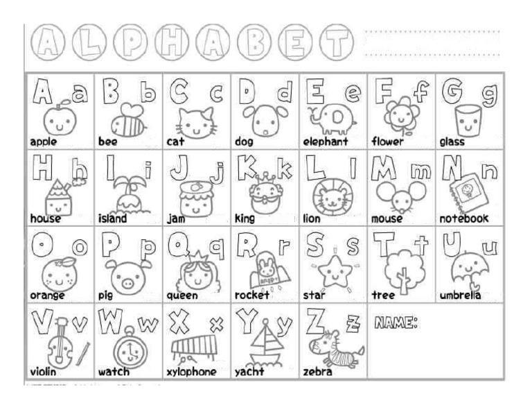 Alfabeto en Ingles para Colorear | PDF