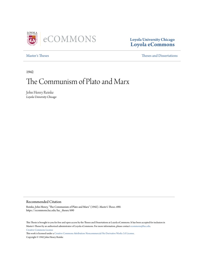 The Communism of Plato and Marx | PDF | Plato | Thesis