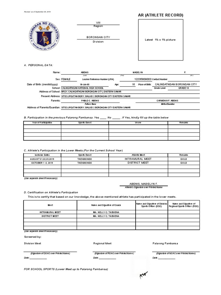 Region: Ar (Athlete Record) | PDF | Multi Sport Events | Philippines