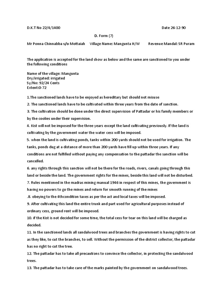 D Patta | PDF | Payments | Government Finances