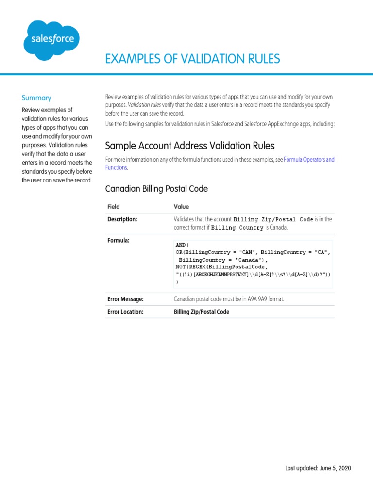 Examples of Validation Rules | PDF | Zip Code | United States Postal ...