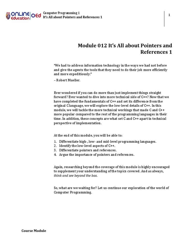 It's All About Pointers and References 1 | PDF | Pointer (Computer ...