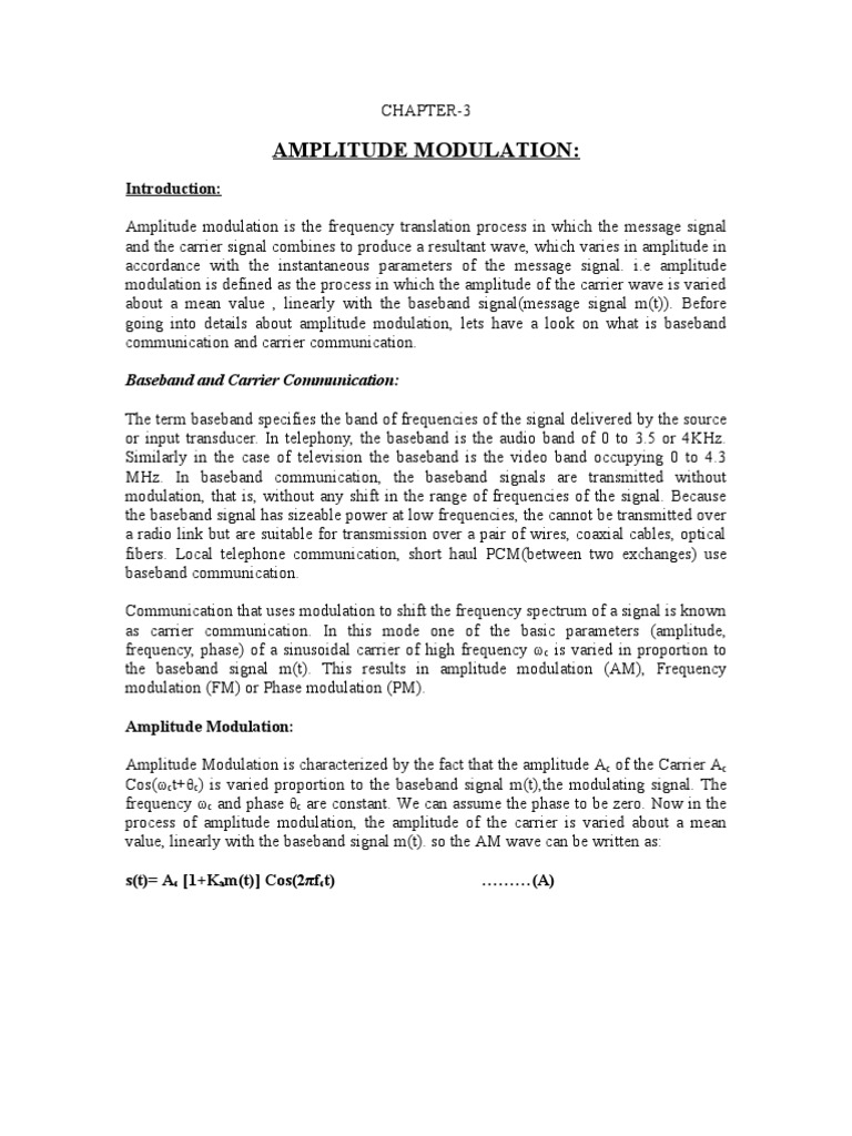 Amplitude Modulation Basics | PDF | Modulation | Radio