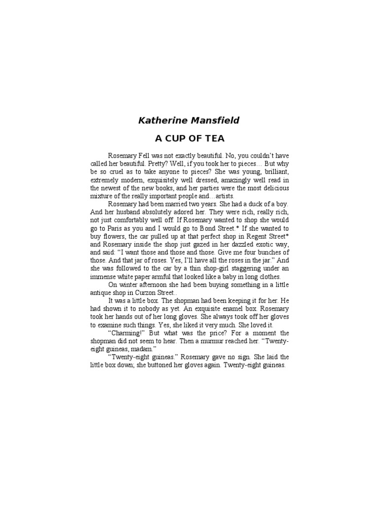 Katherine Mansfield. A Cup of Tea | PDF