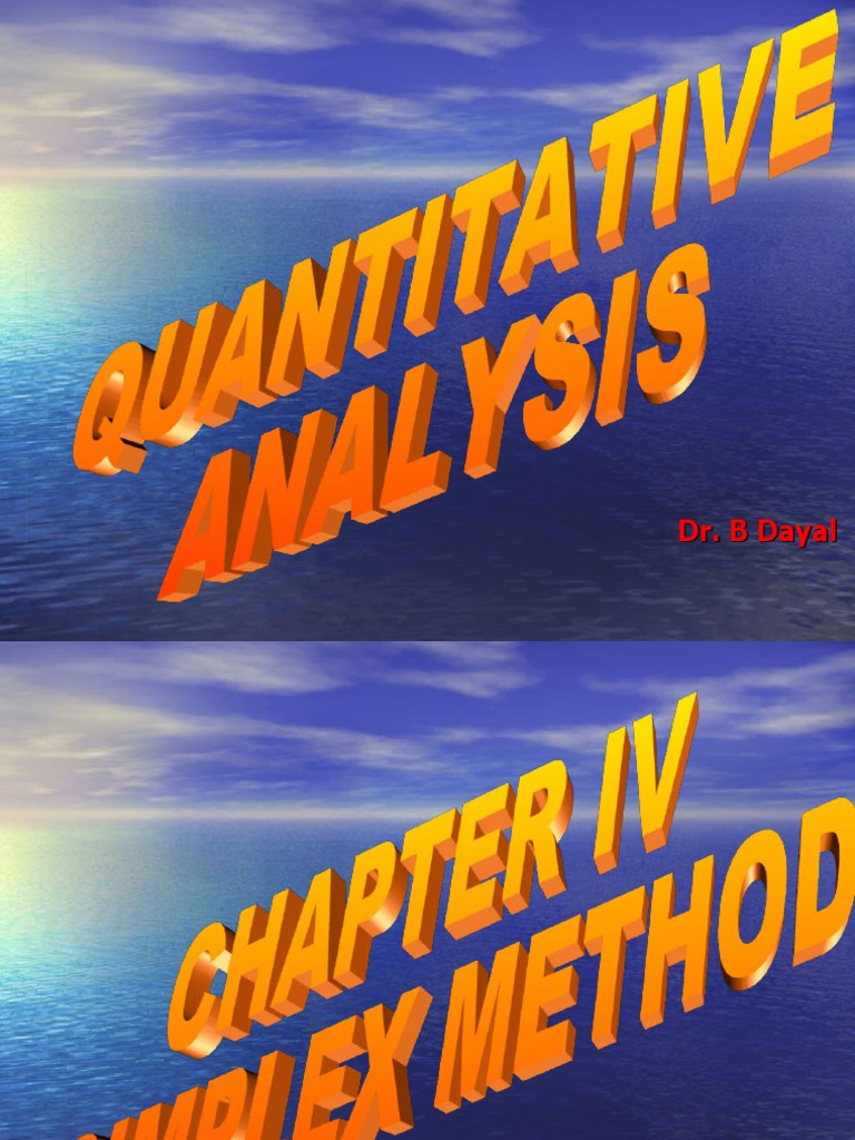 CHAPTER 4 Simplex Method | PDF | Systems Analysis | Mathematical Optimization