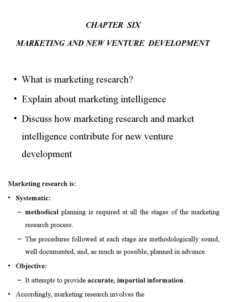 Chapter Six Marketing and New Venture Development | PDF | Marketing ...