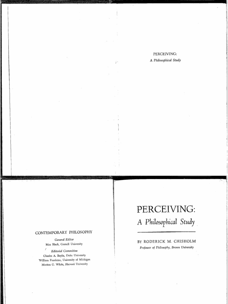 Roderick Chisholm - Perceiving - A Philosophical Study (1957, Cornell U ...