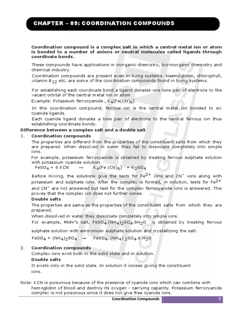 Chemistry of Coordination Compounds | PDF | Coordination Complex | Ligand