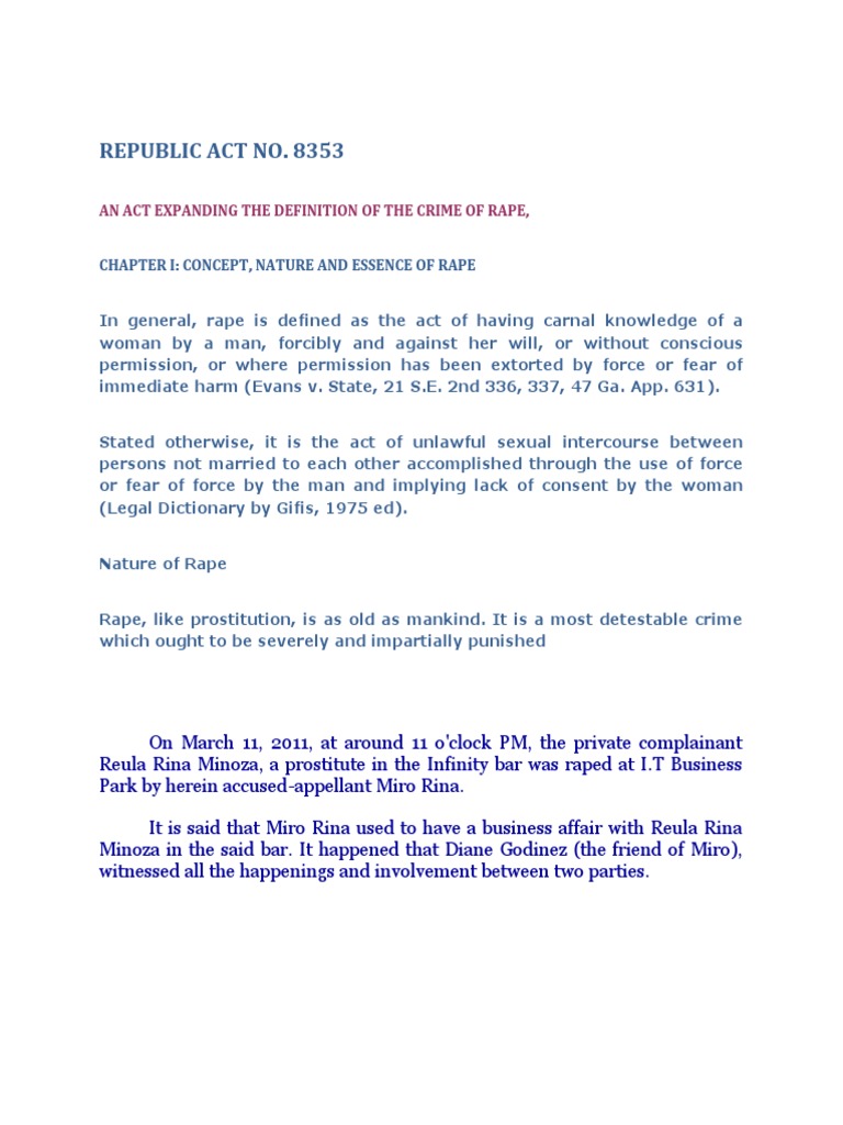 Republic Act No. 8353: An Act Expanding The Definition of The Crime of ...