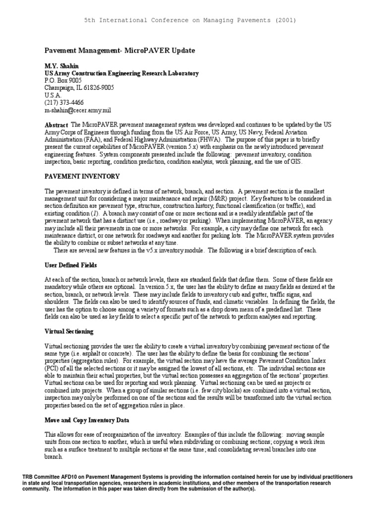 PMS MicroPaver | PDF | Road Surface | Geographic Information System